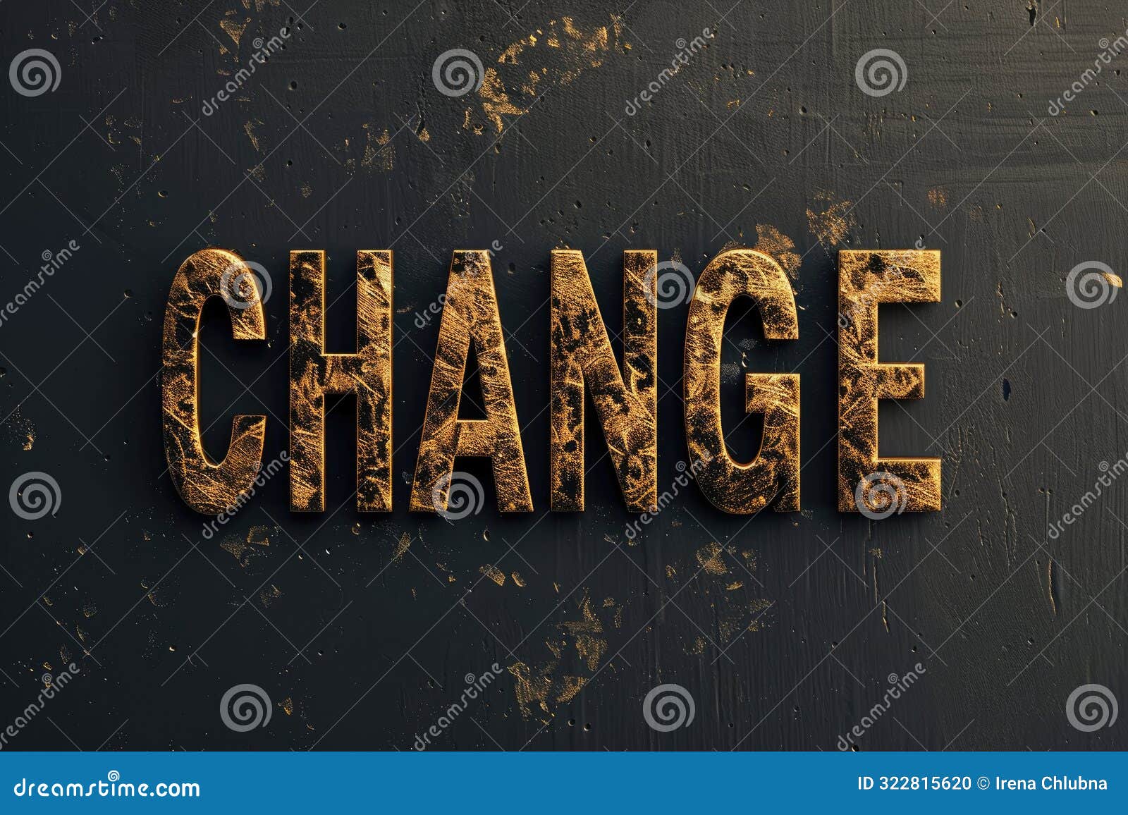 A Bold Image of the Word "CHANGE" with a Reflective Golden Texture on a ...