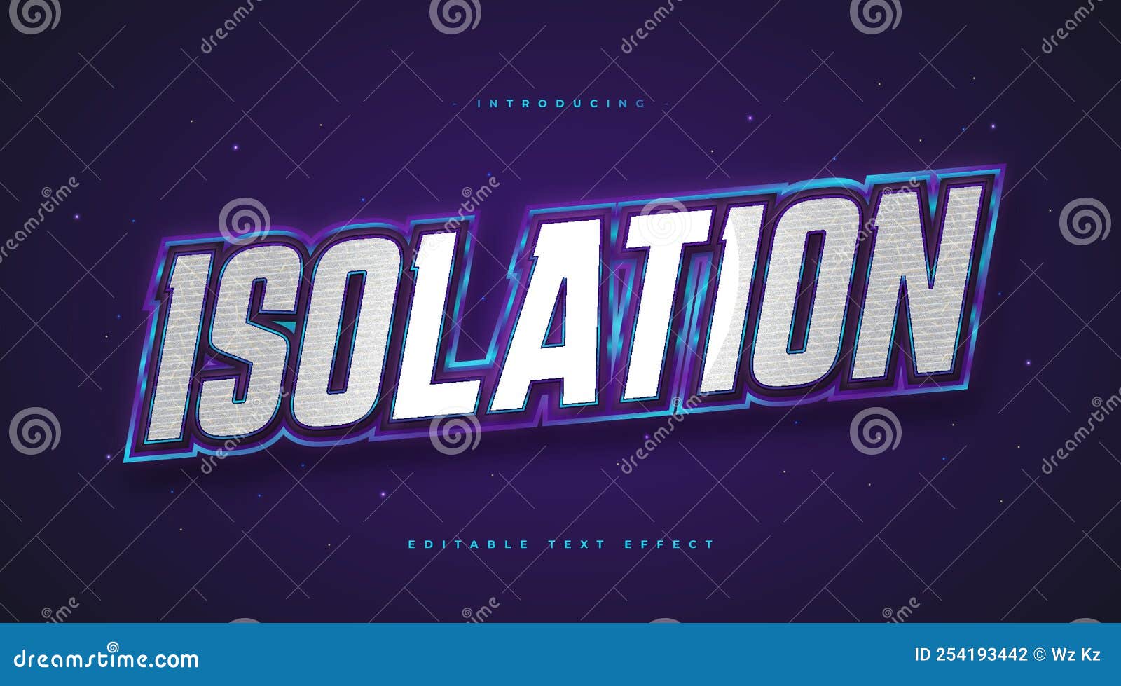 Bold Isolation Text in White and Blue with 3D Embossed Effect Stock ...