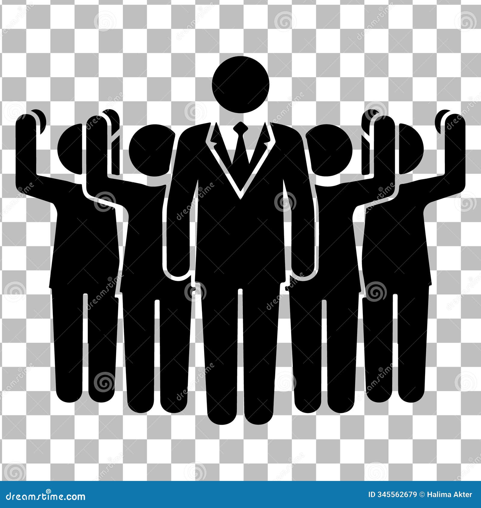 Bold Leadership Icon with Team Silhouettes Stock Illustration ...