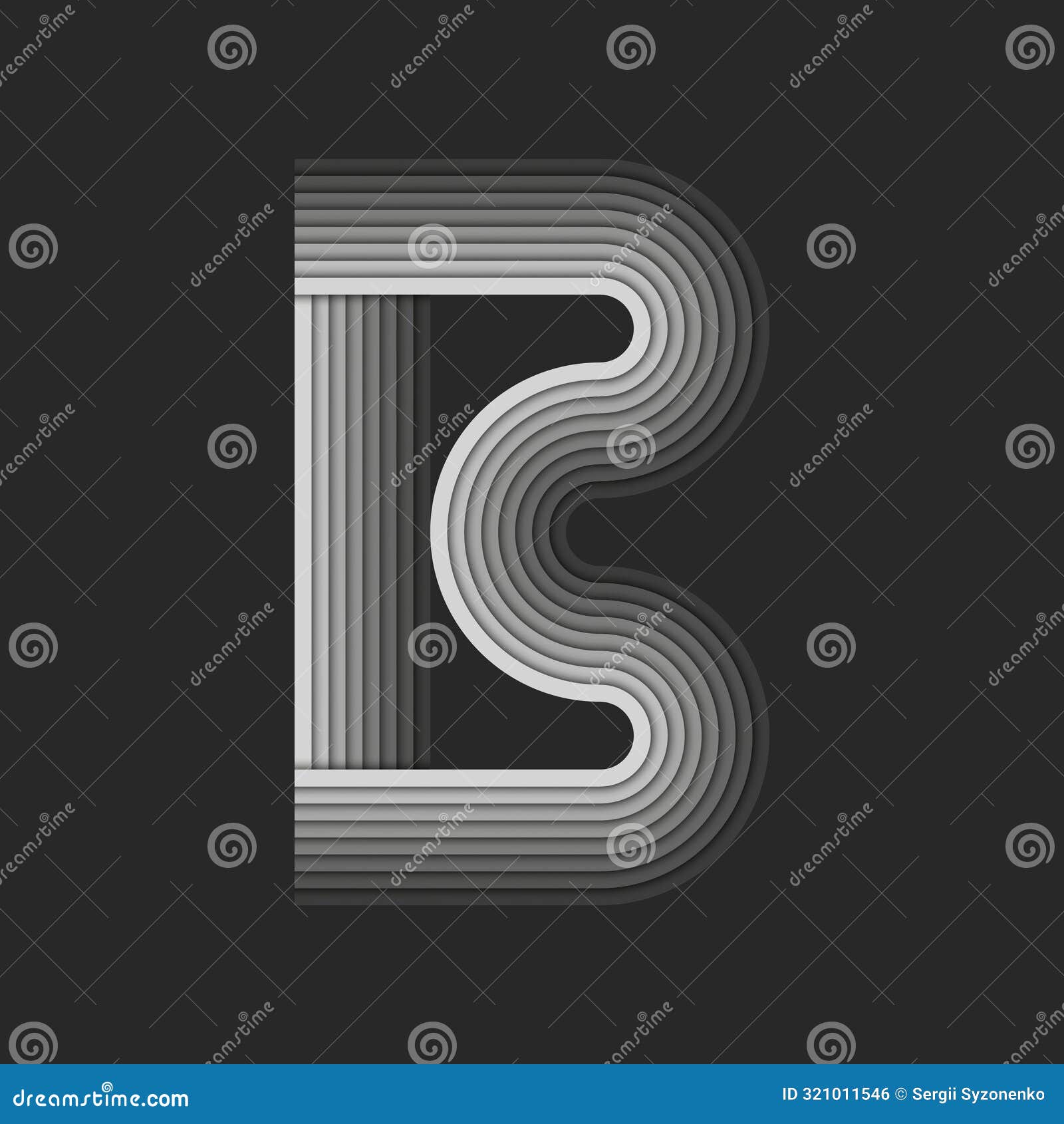 Bold Letter B Monogram Logo Initial, Grey Parallel Stripes Creative ...