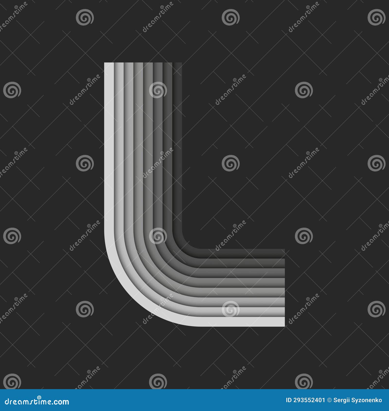 Bold Letter L Monogram 3d Logo, Gray Gradient Parallel Ribbons ...