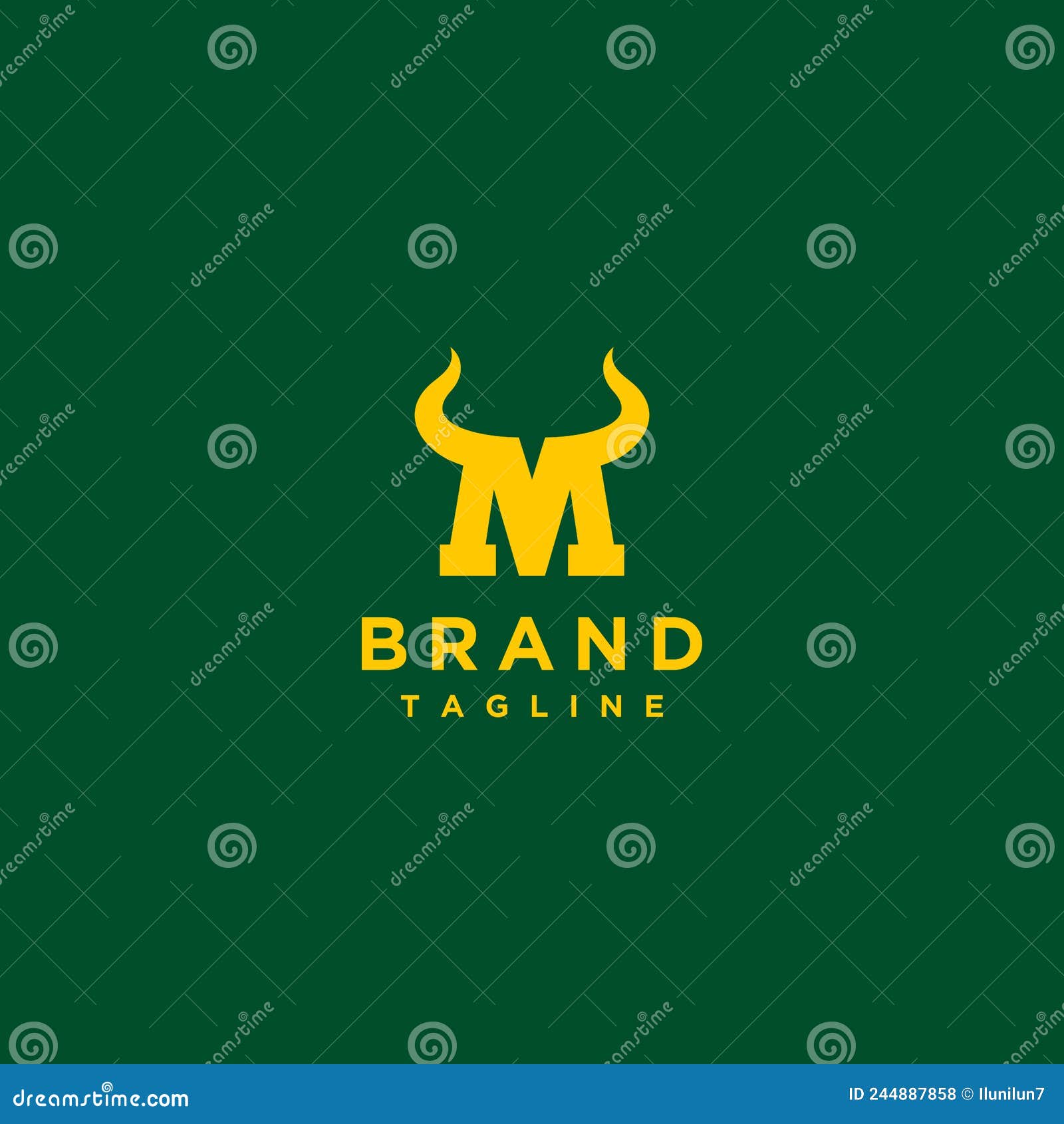 Bold Letter M Logo Design with Horn Accent Stock Vector - Illustration ...