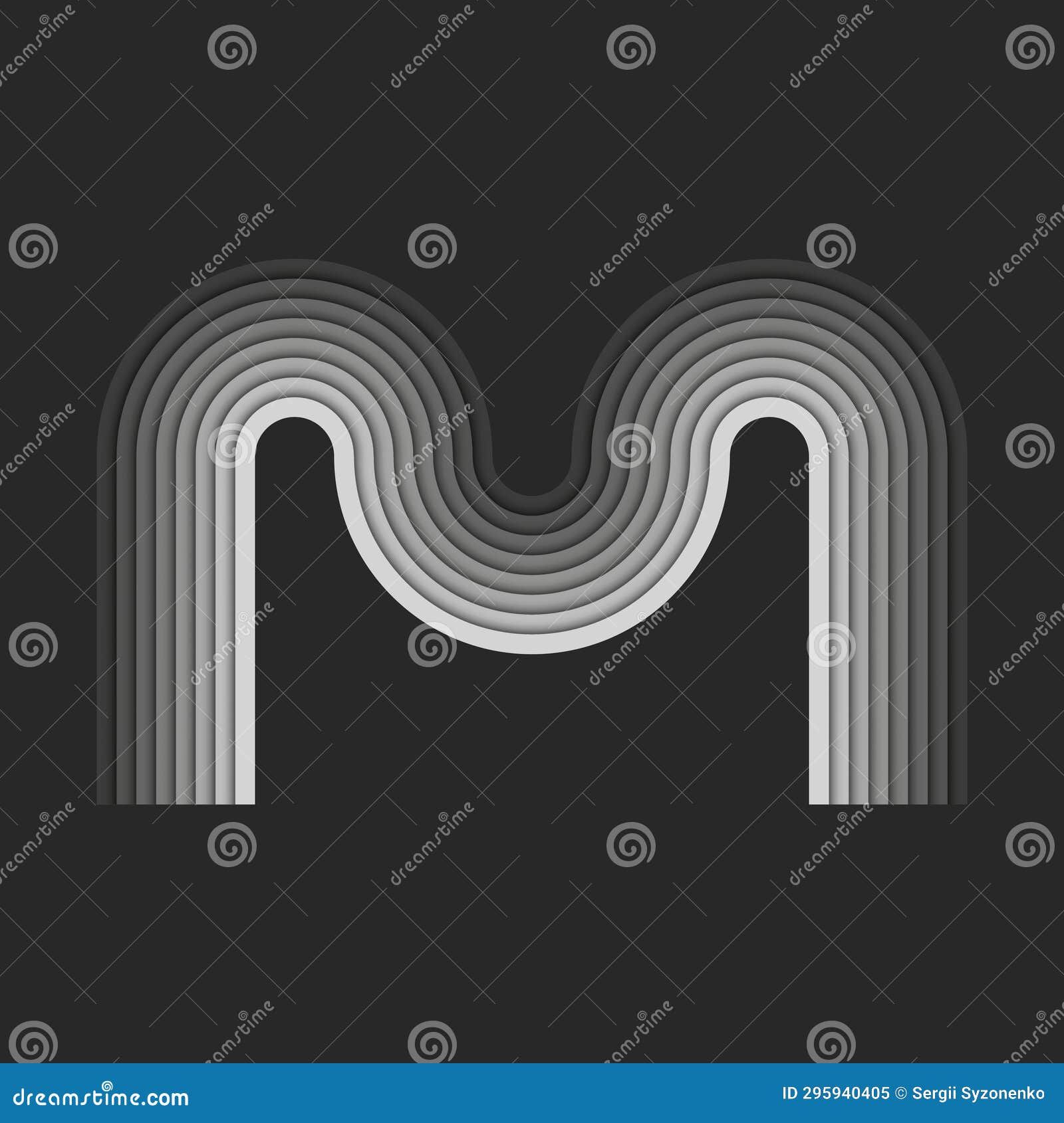 Bold Letter M Monogram Logo Initial, Grey Parallel Stripes Creative ...