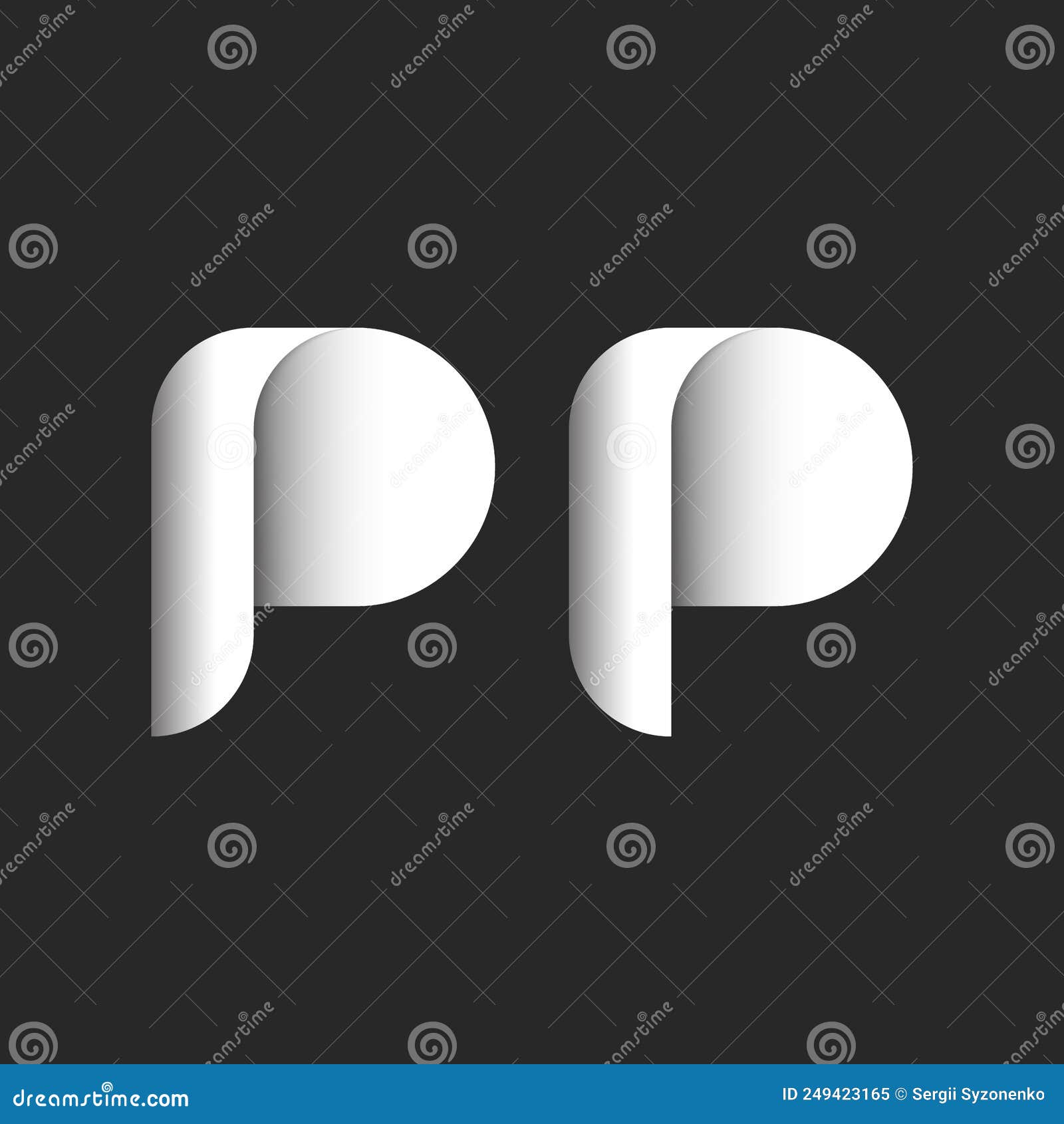 Bold Letter P Logo 3d Effect with Shadows Black and White Gradient ...