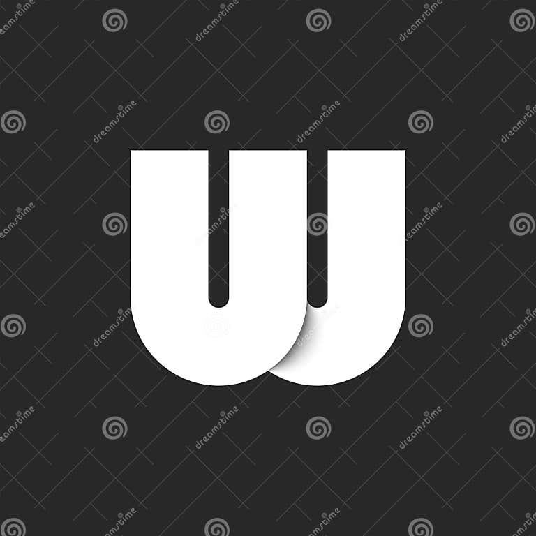 Bold Letter W Logo with Shadows or Two Overlapping Letters UU Monogram ...
