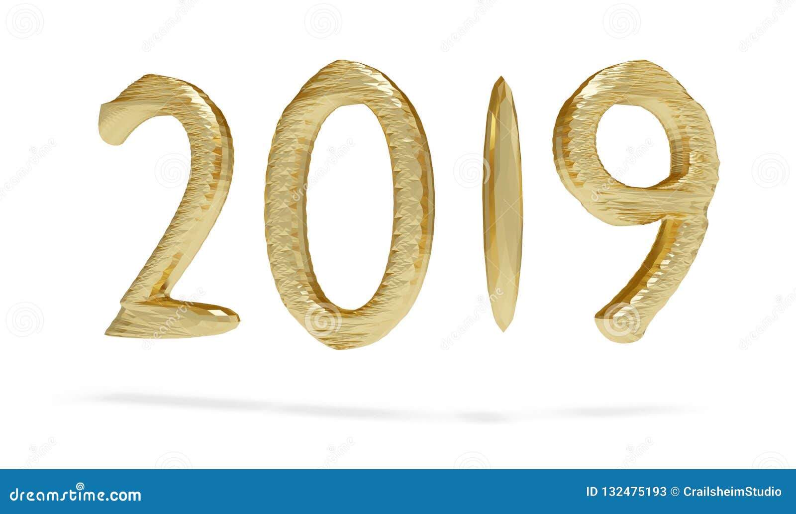 2019 Bold Letters Isolated Golden White 3d-illustration Stock ...