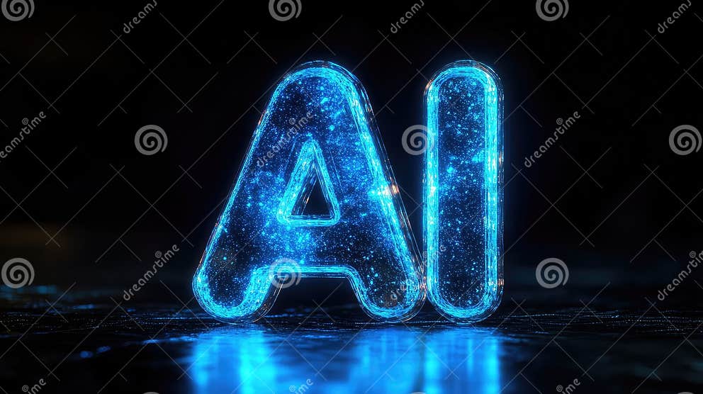 Bold Letters Spelling Out ?AI? on a Blue Background with Digital ...
