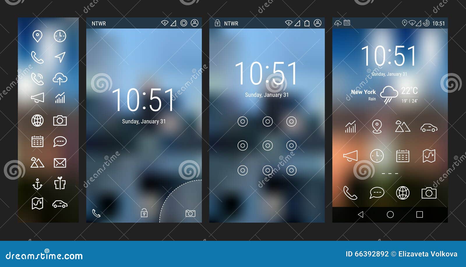 Bold Line UI and UX Screens Stock Vector - Illustration of homepage ...