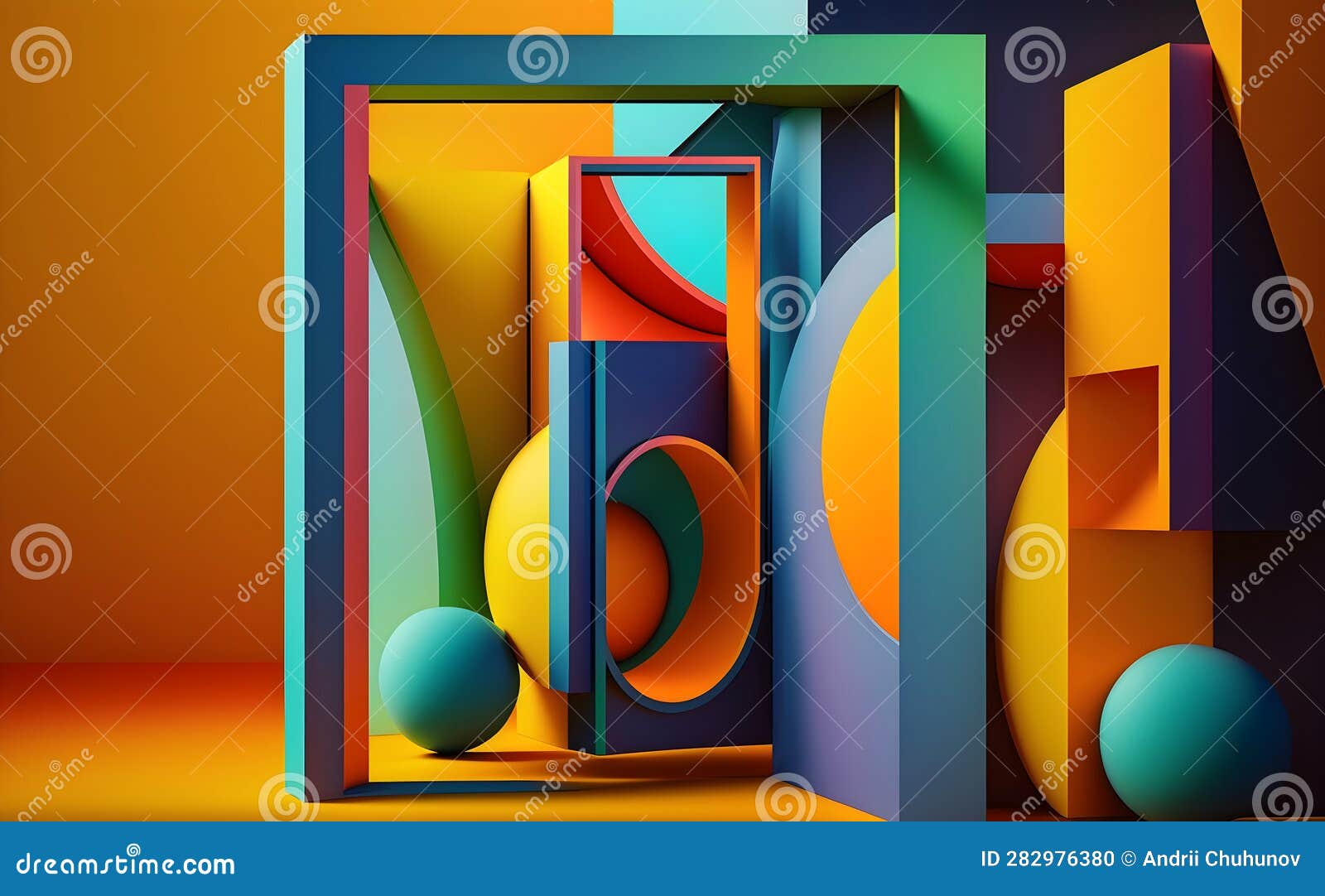 Bold Lines and Shapes in Bright Colors, Generative AI Stock ...