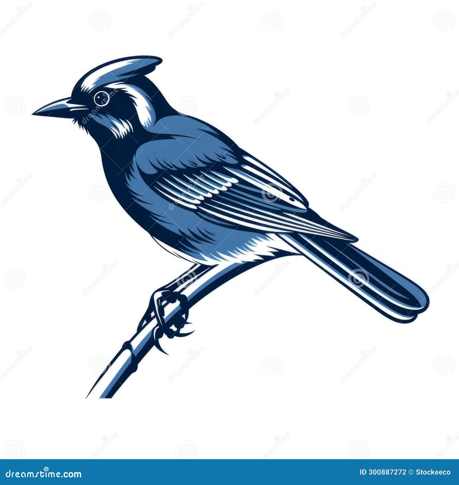 Bold Lithographic Blue Jay Symbol Vector with Distinctive Character Design Stock Illustration ...