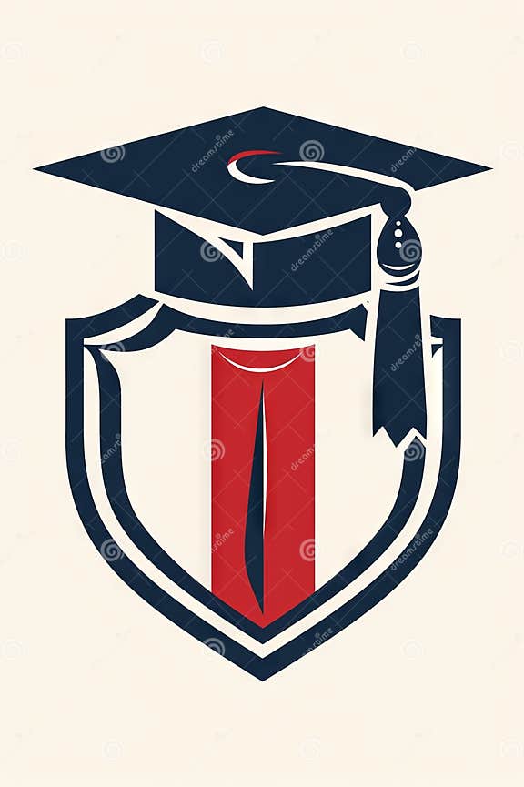 Bold Logo with a Shield and a Graduation Cap. Stock Illustration ...