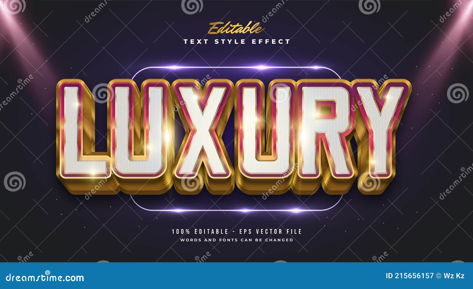 Bold Luxury Text Style in Gold Gradient with Embossed Effect Stock ...