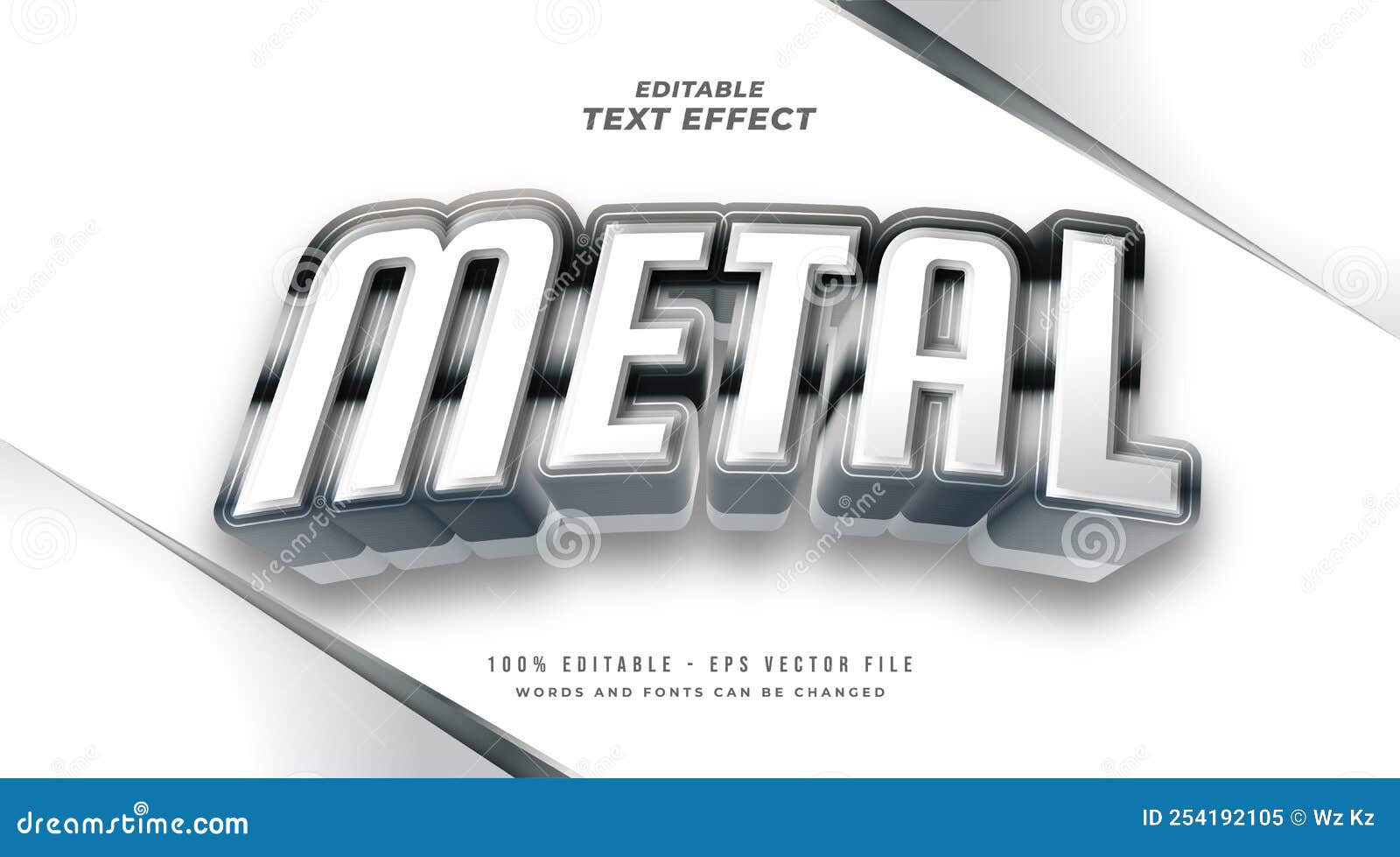 Bold Metallic Silver Text Style with 3D Effect Stock Vector ...