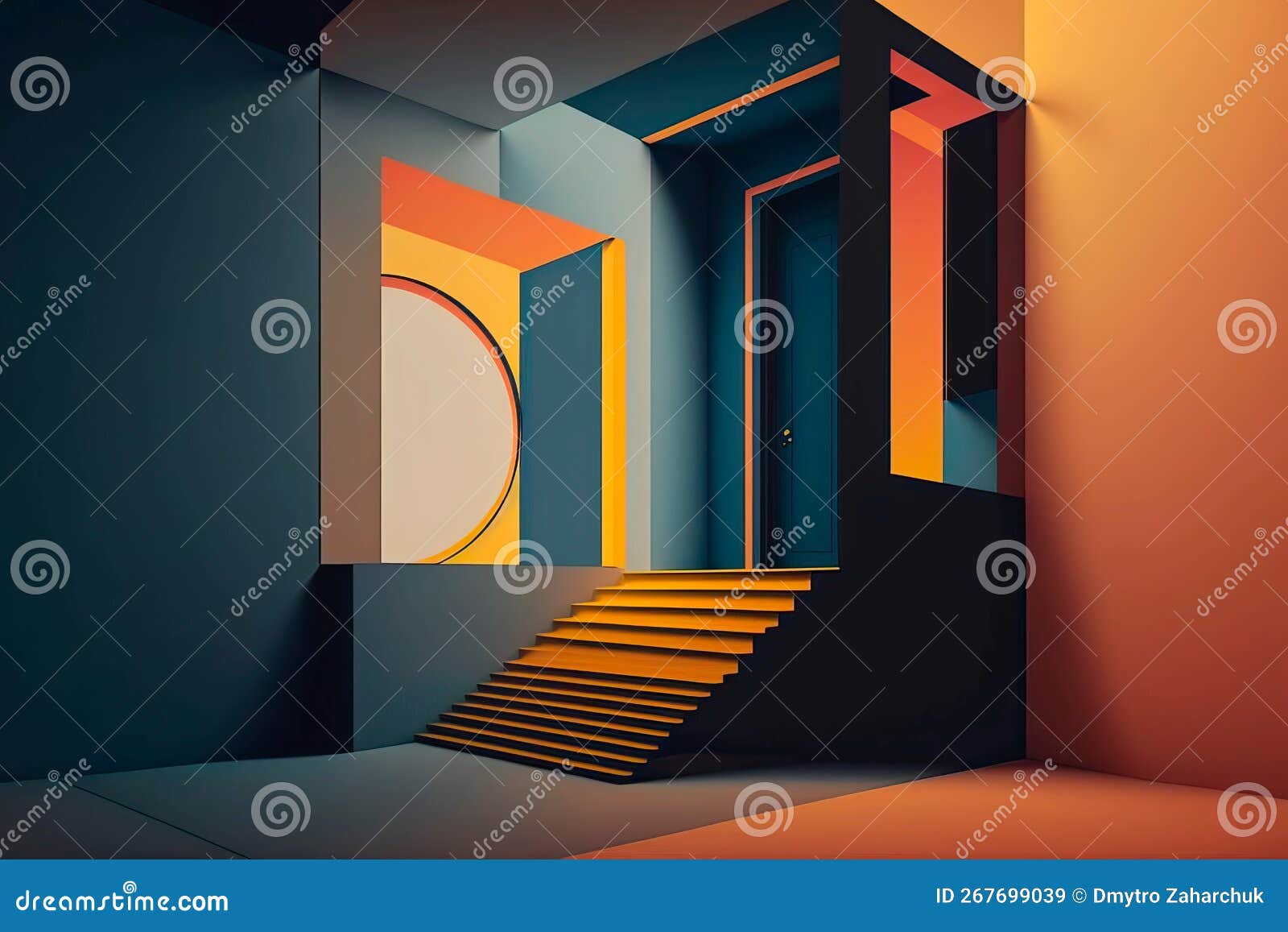 Bold Minimalism with Large Geometric Shapes Generative AI Stock ...