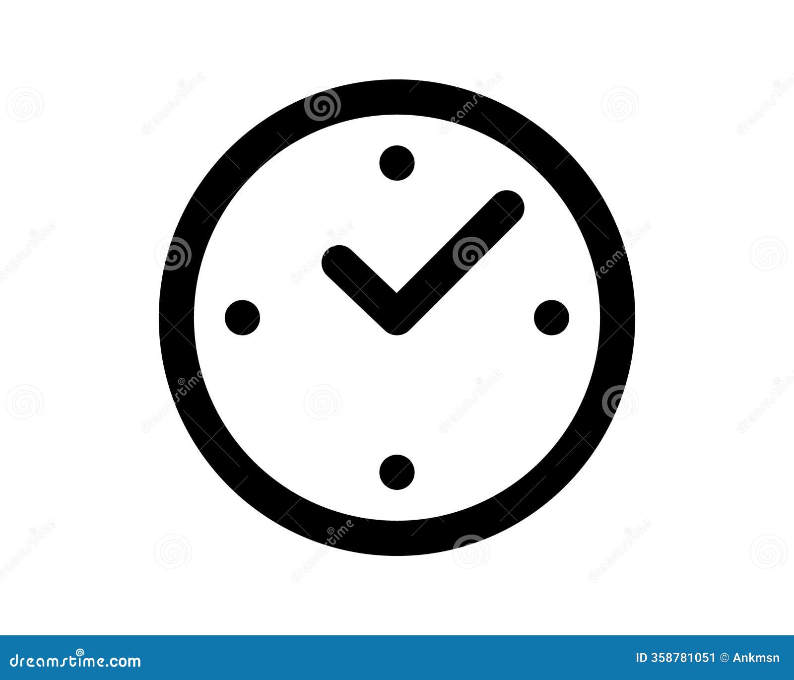 Bold, Minimalist Clock Icon Design. a Checkmark Inside the Clock Face ...