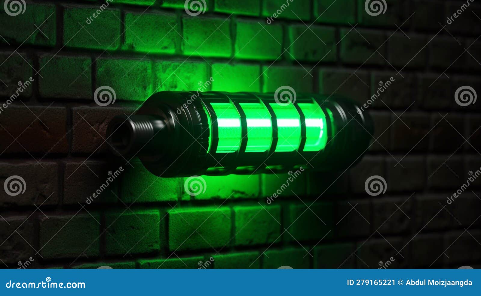 Bold and Modern Green Neon Flashlight on Brick Wall Stock Illustration ...