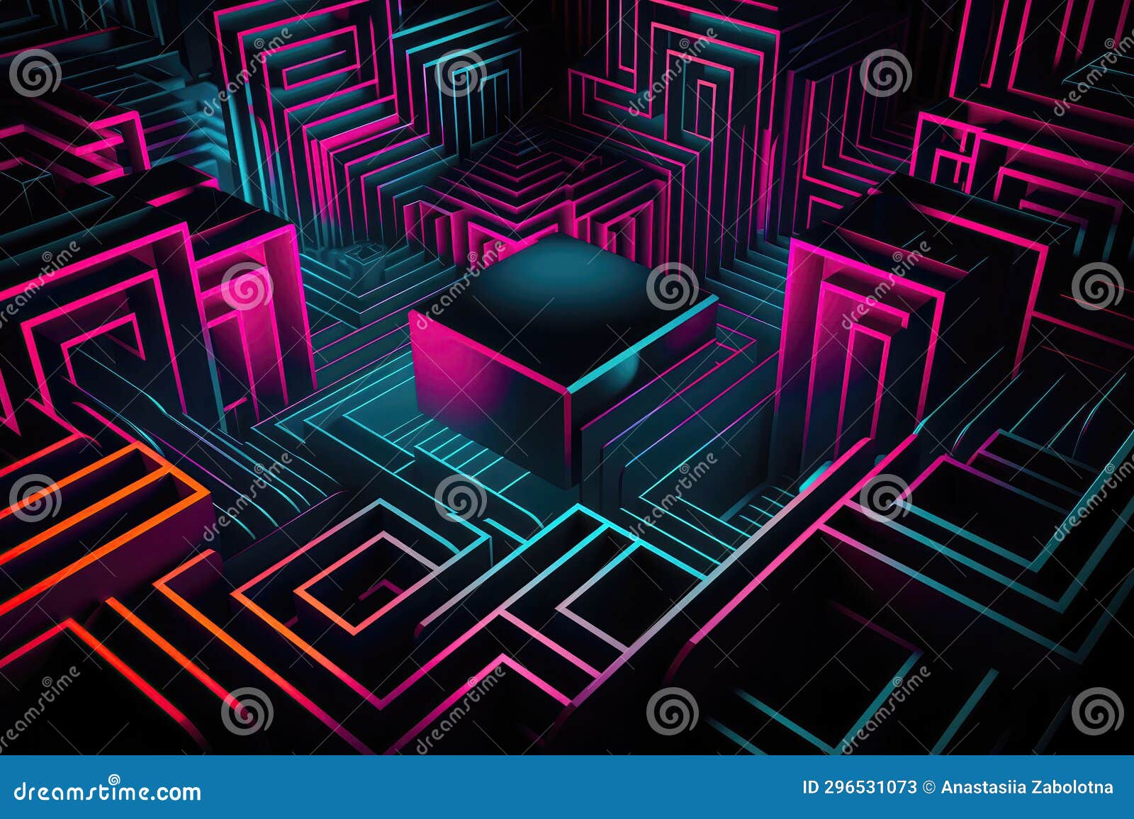 Bold Neon Shapes Creating Captivating Optical Illusion. Generative AI ...