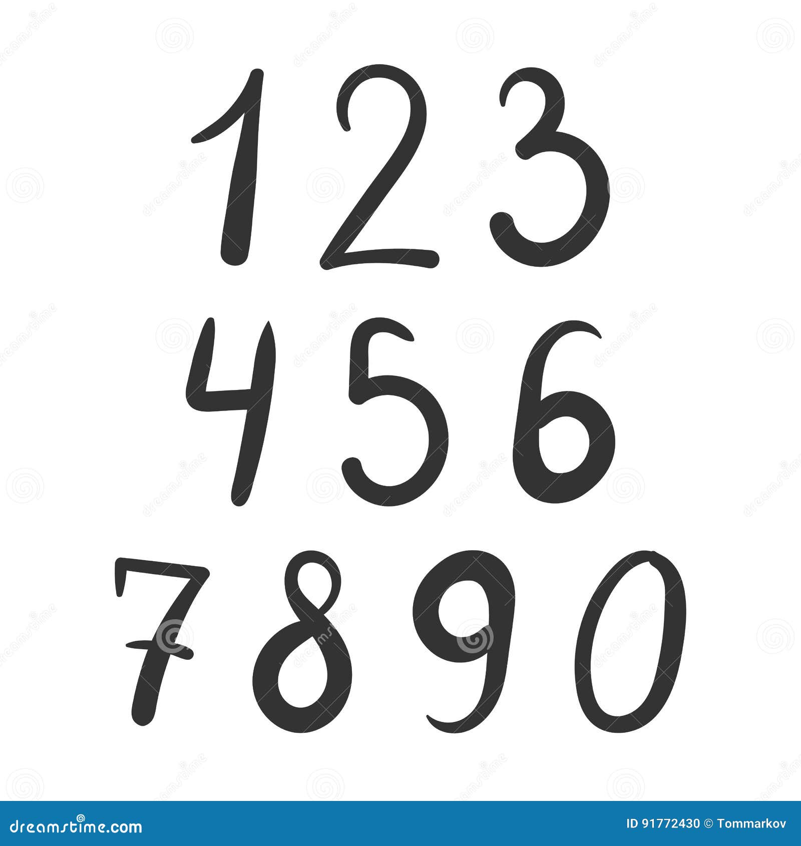 Bold Number Font Hand Drawn Stock Vector - Illustration of symbol ...