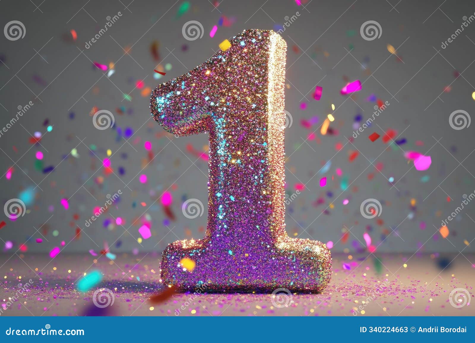 Bold Number One with a Party Atmosphere. Stock Illustration ...