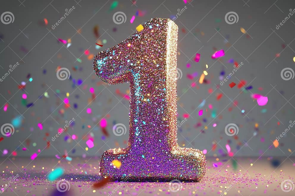 Bold Number One with a Party Atmosphere. Stock Illustration ...