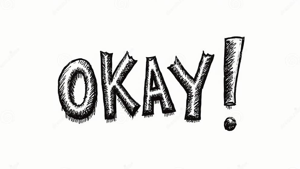 Bold OKAY Text with Check Mark Modern Doodle Style Stock Illustration ...