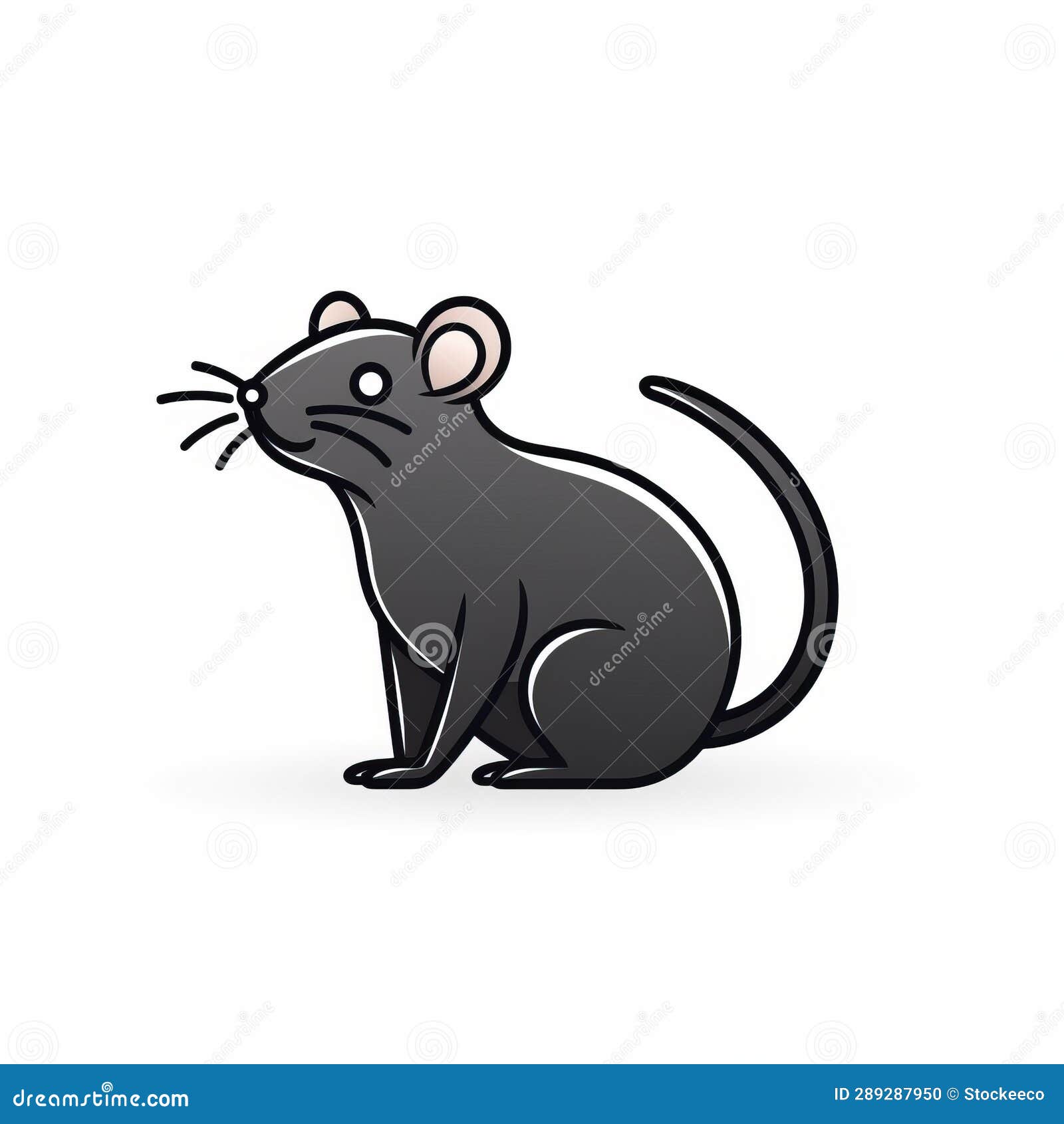 Bold Outlines: Creative Commons Black Rat Character on White Background ...