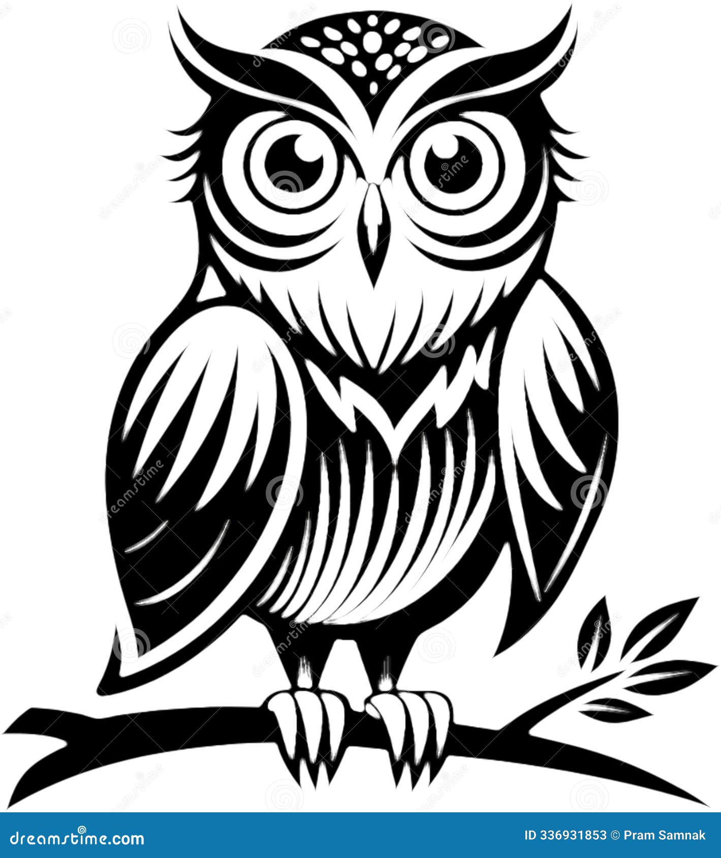 Bold Owl Stencil with Wide, Sharp Eyes. Stock Illustration ...