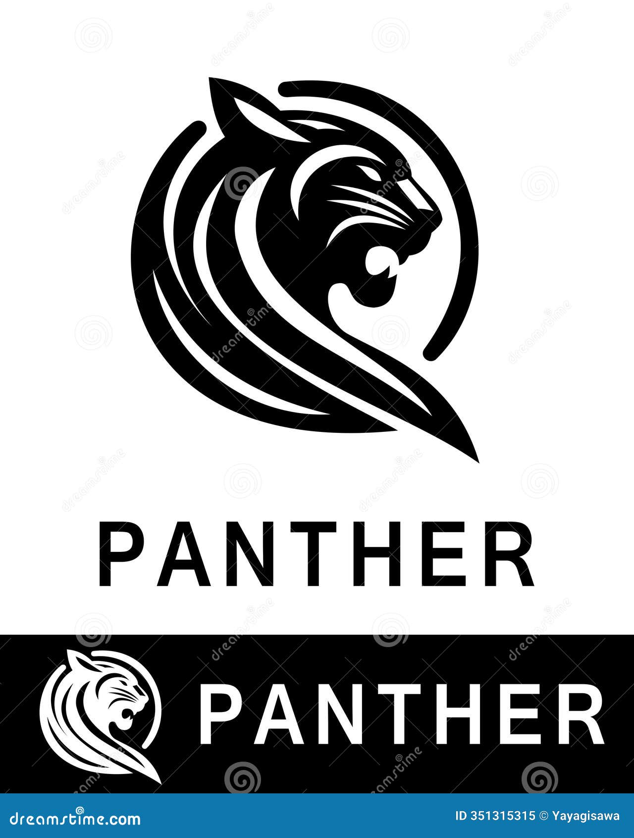 A Bold Panther Logo Featuring a Sleek, Stylized Panther Head Stock ...