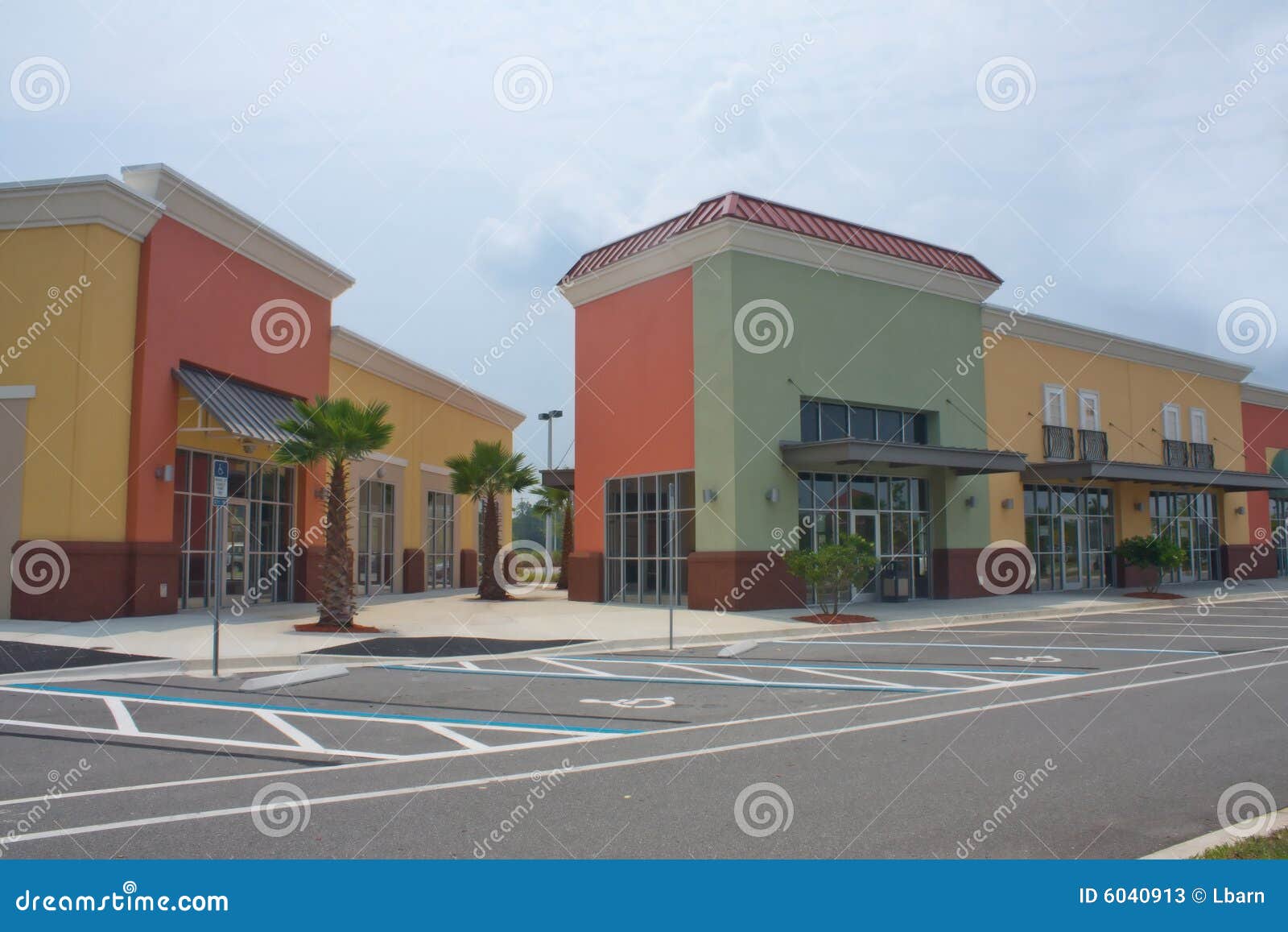 Upscale Pastel Retail Strip Mall Royalty-Free Stock Photo ...