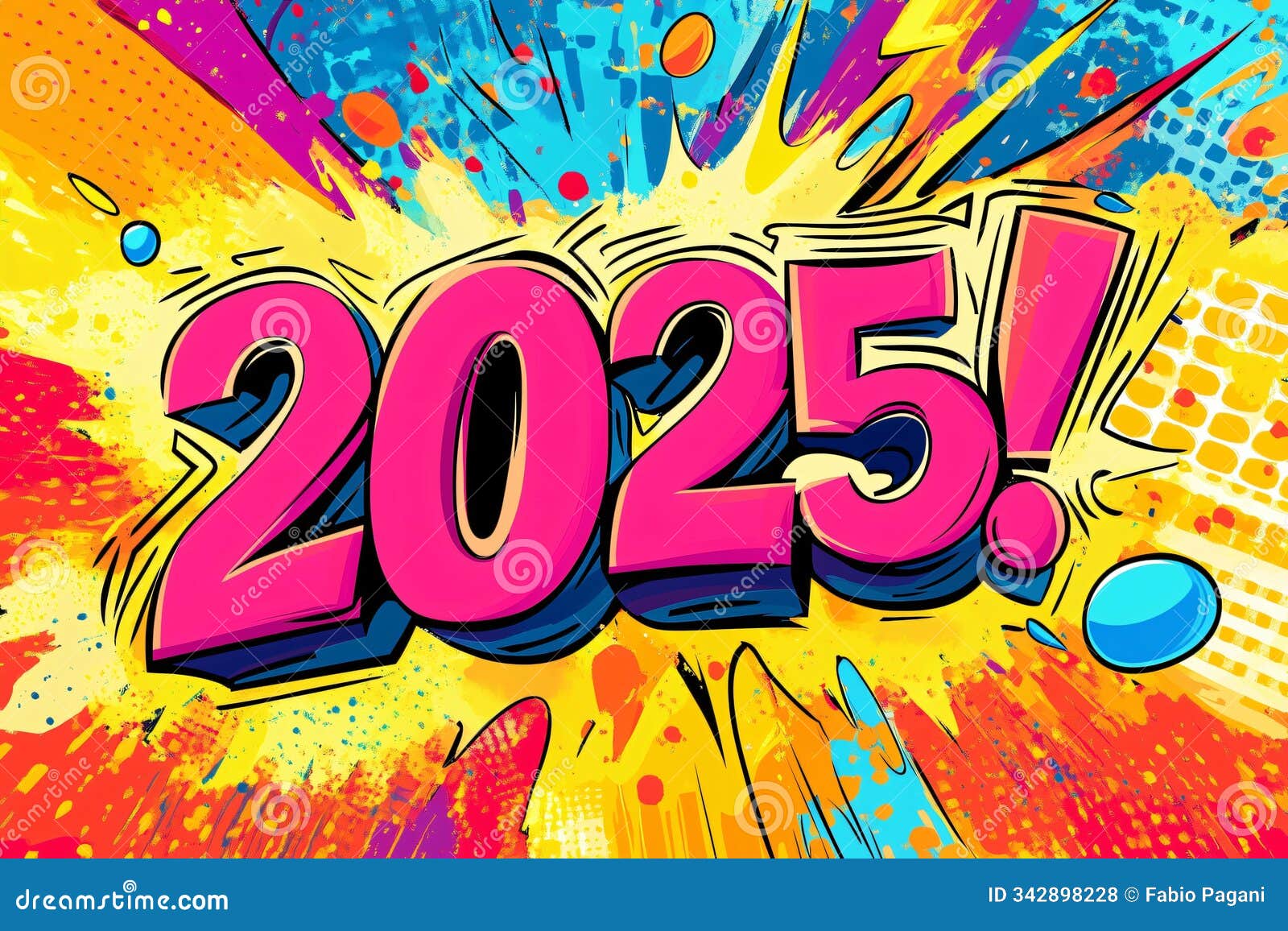 2025 Bold Pink Comic Book Style Letters Exploding on Colorful ...