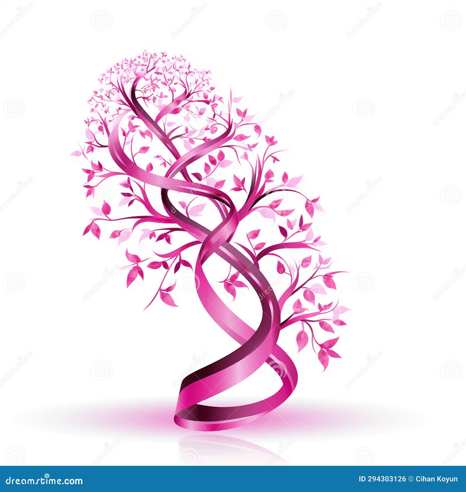 Bold Pink Ribbon Floating on Bright White Background Stock Illustration ...