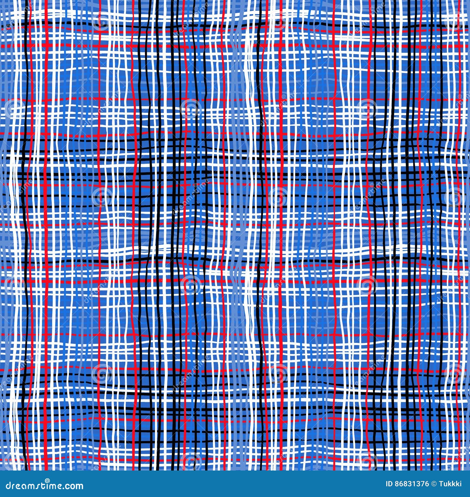 Bold Plaid Pattern with Thin Brushstrokes Stock Vector - Illustration ...