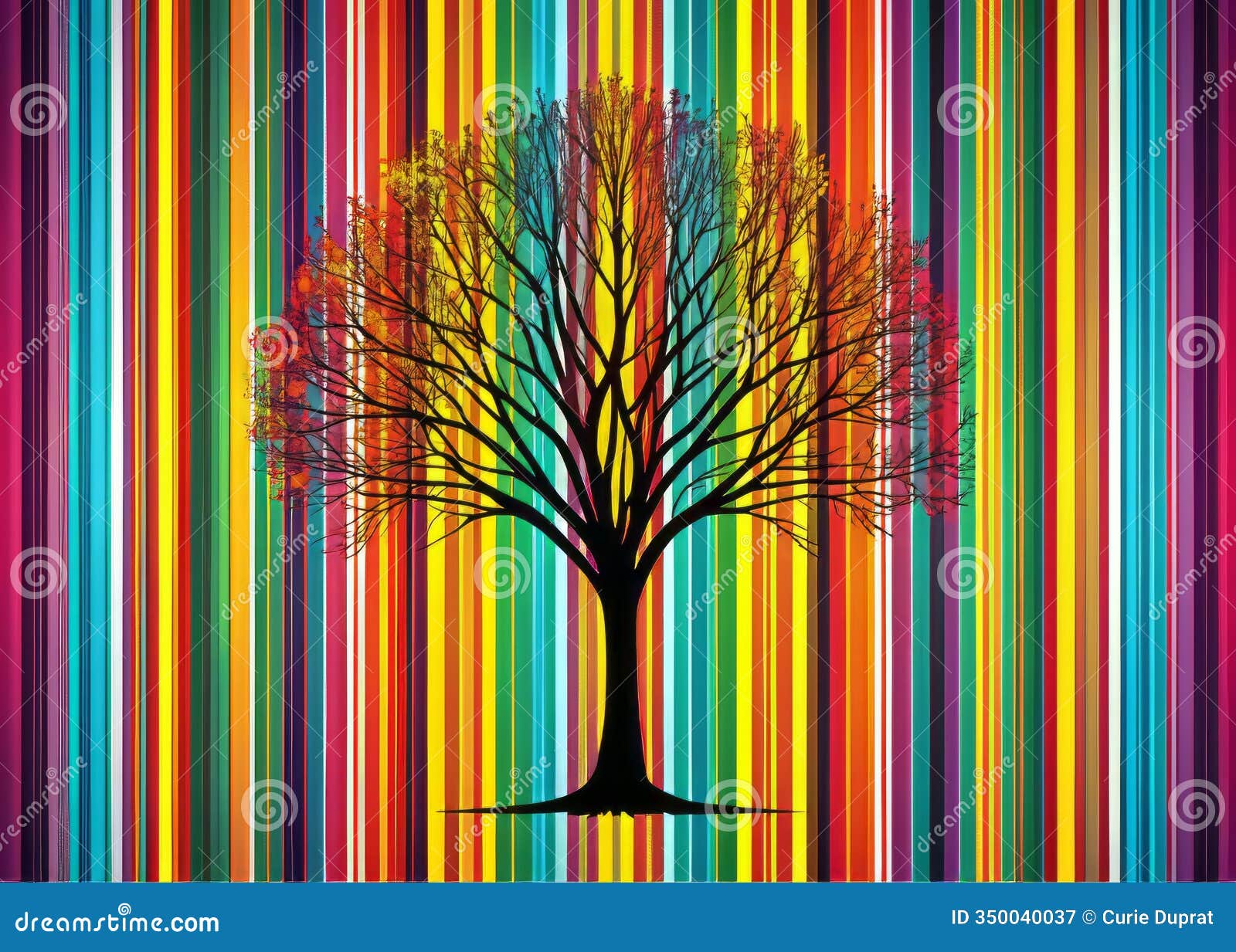 Bold Pop Art Tree Silhouette a Vibrant 1960s Style Design Stock ...