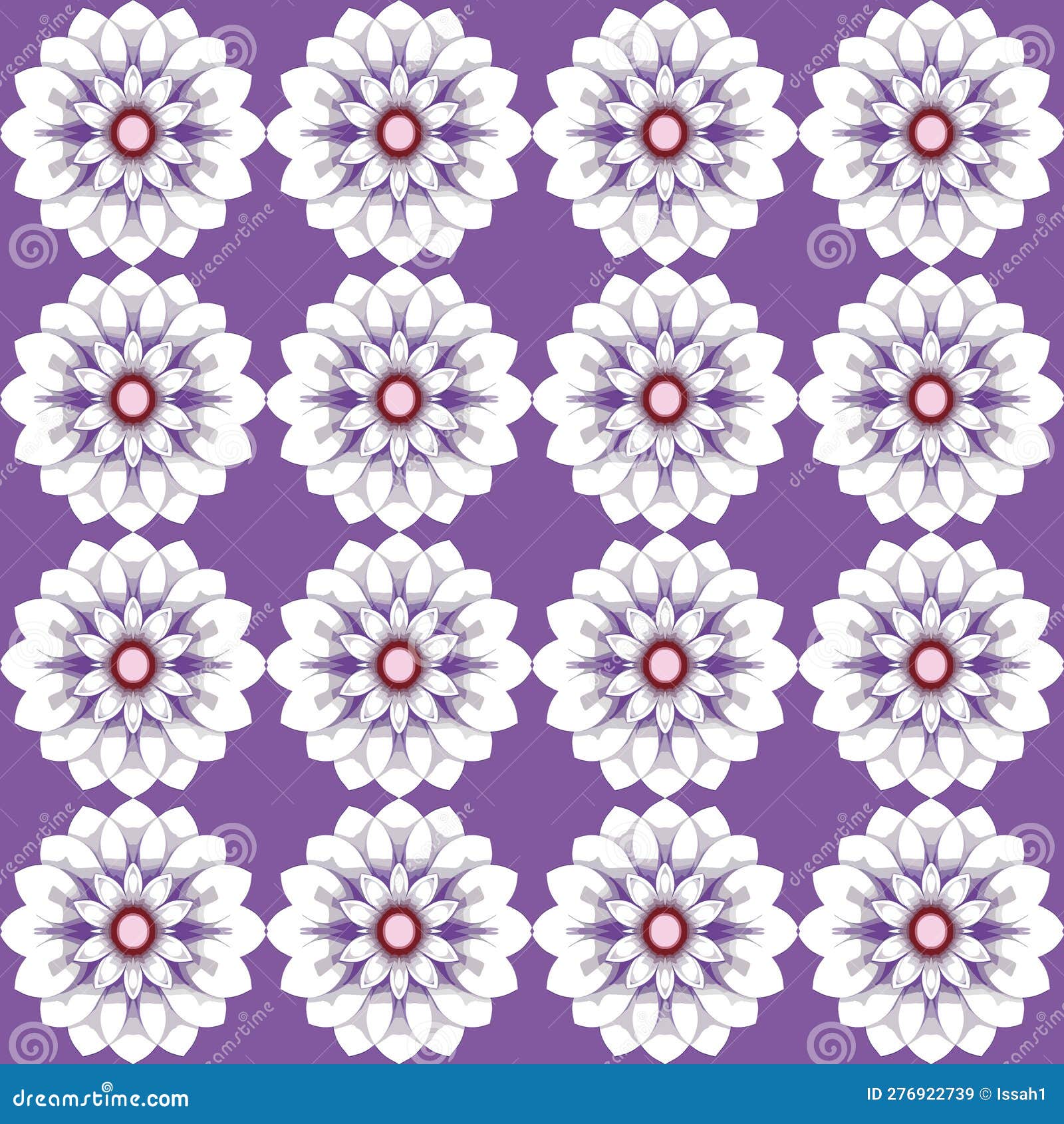 Bold and Pop Vector Floral Seamless Repeating Pattern with Red Clematis ...