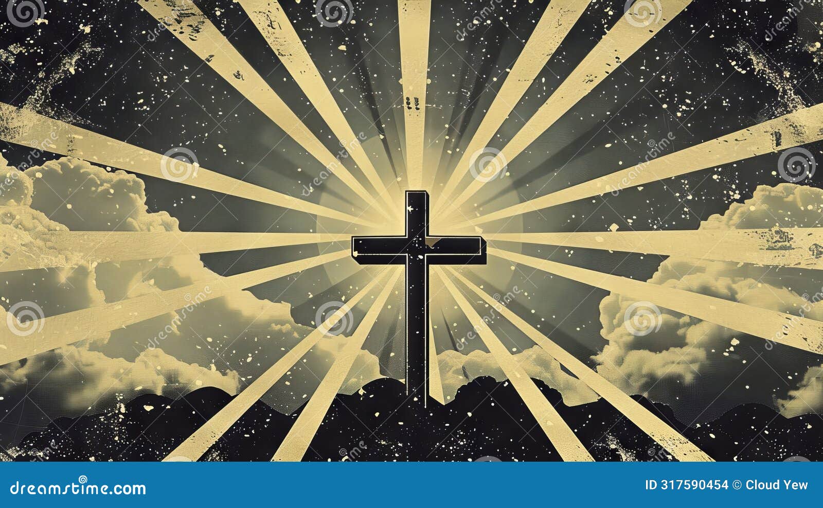 Bold Poster with Cross and Emanating Light Rays. Stock Illustration ...