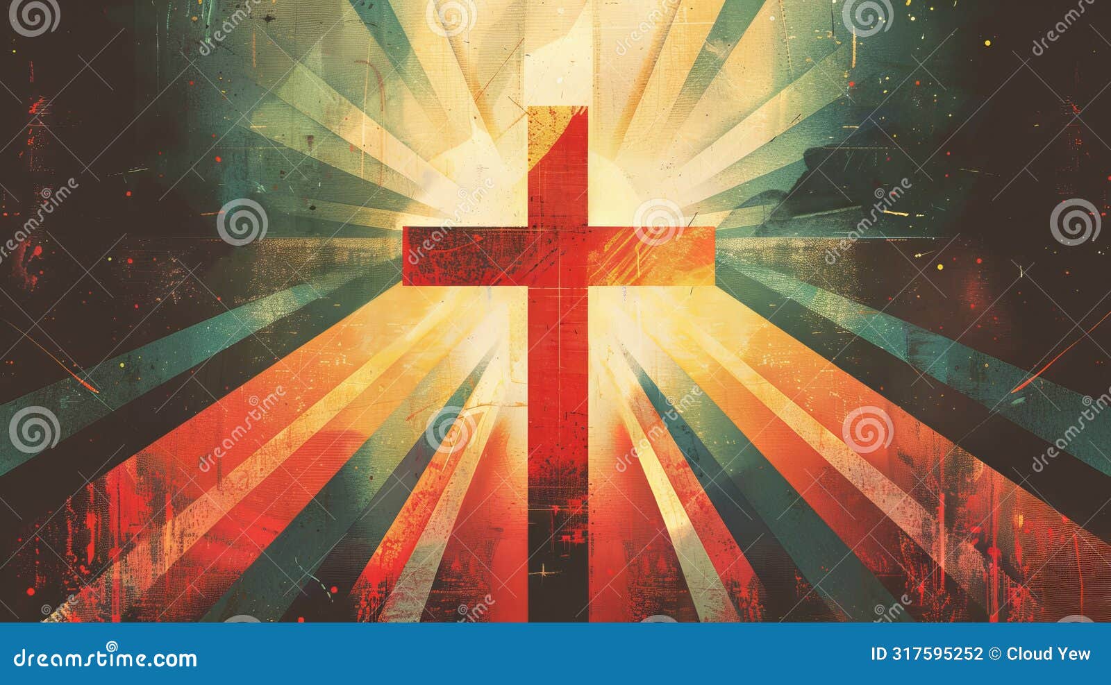 Bold Poster with Cross and Emanating Light Rays. Stock Illustration ...