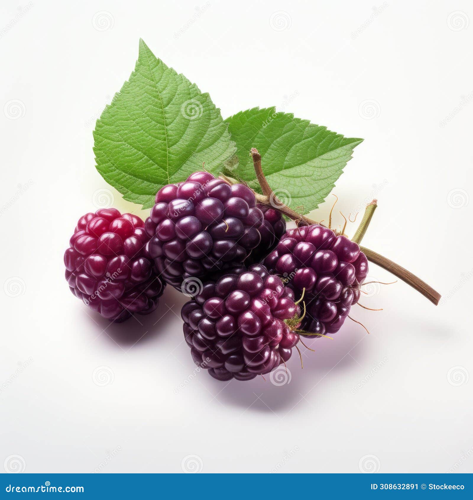 Bold and Precise: Black Raspberry Artwork on White Background Stock ...