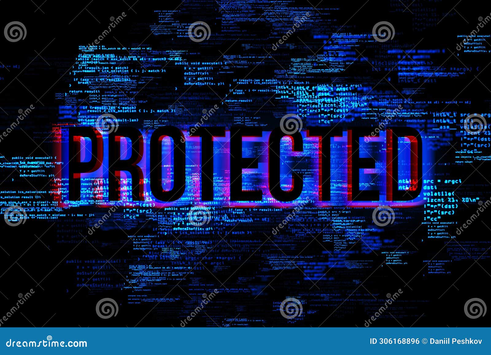 Bold PROTECTED Text Over a Secure Code Matrix Background. Cyber Defense ...
