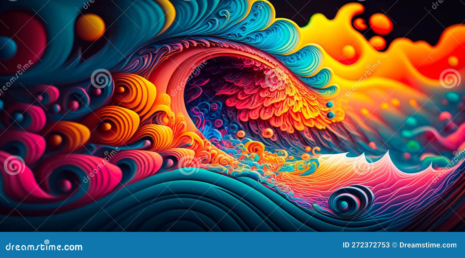 Bold Psychedelic Waves on a Bright Background Generative AI Stock ...
