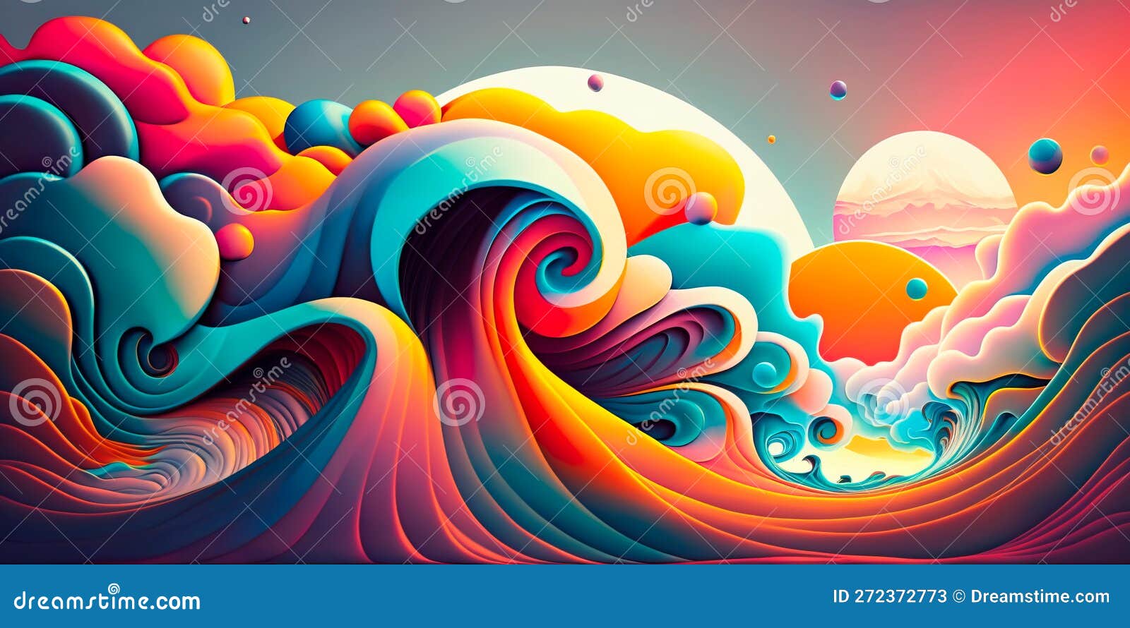 Bold Psychedelic Waves on a Bright Background Generative AI Stock Illustration - Illustration of ...