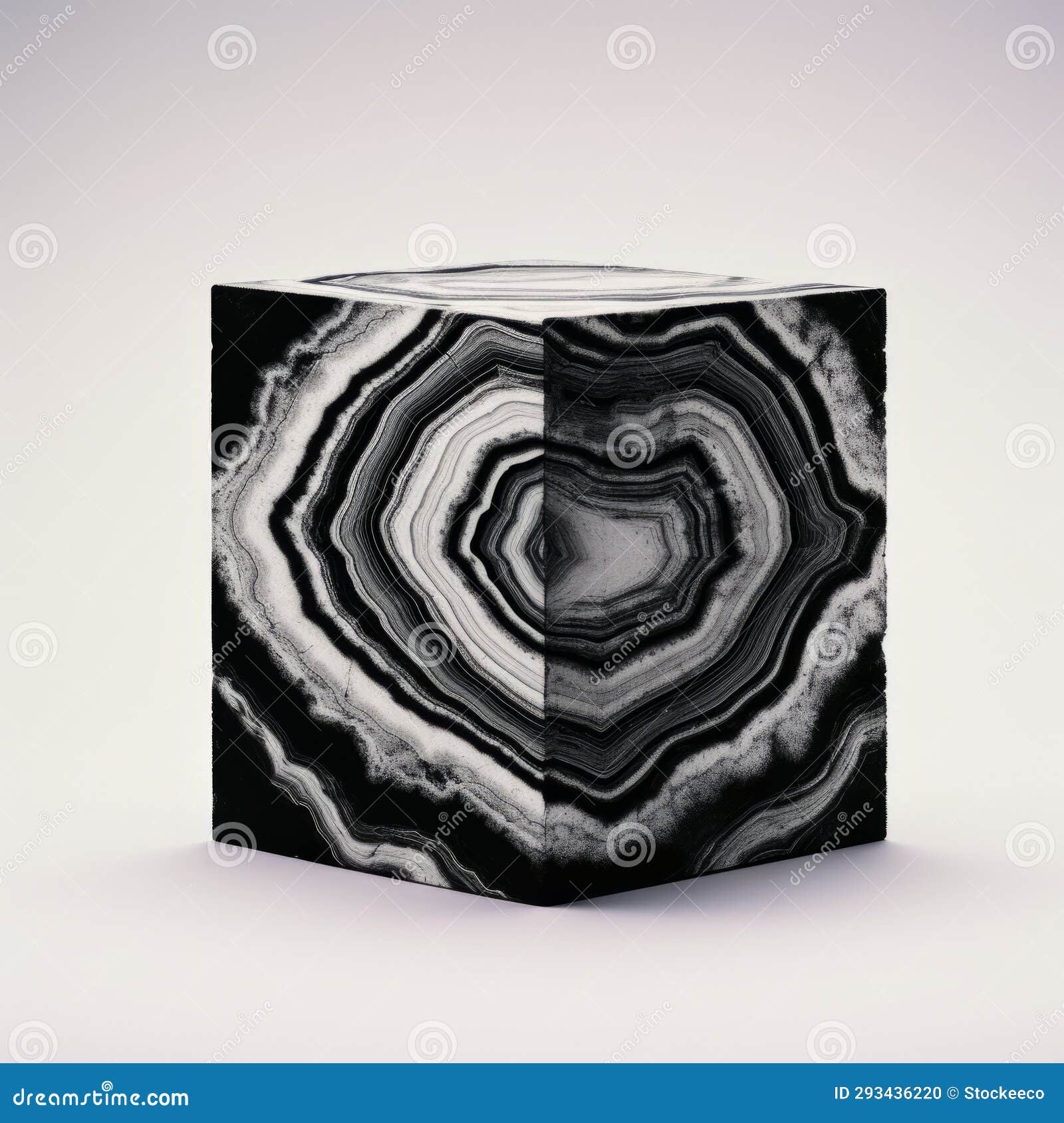 Bold and Realistic Anamorphic Art: Black and White Agate Cube Stock ...