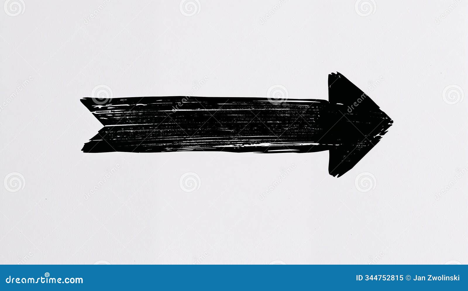 Bold Rectangular Black Arrow with Brush Texture Moving Rightward Stock ...