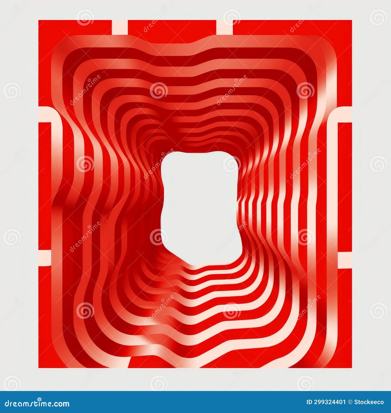 Bold Red Abstract Graphic with Optical Illusionism and Sculptural Depth ...