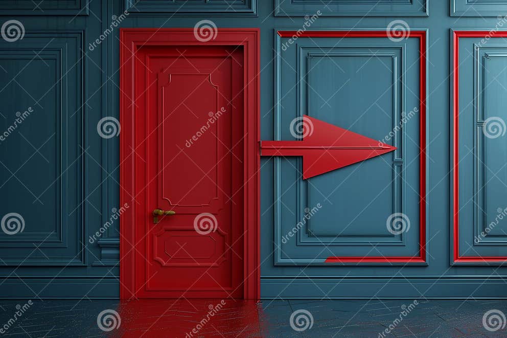 A Bold Red Arrow Breaking through a Series of Doors Each Representing ...