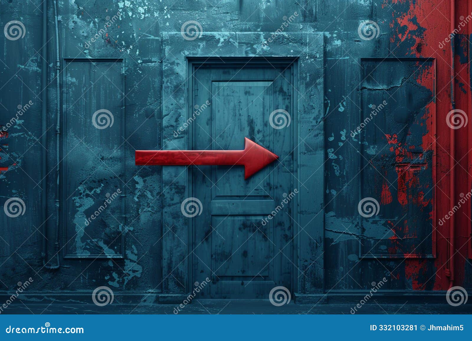 A Bold Red Arrow Breaking through a Series of Doors Each Representing ...
