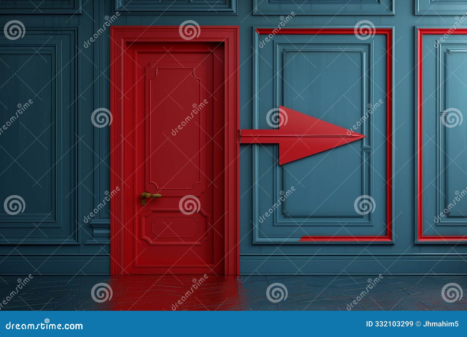 A Bold Red Arrow Breaking through a Series of Doors Each Representing ...