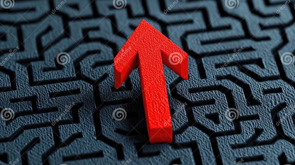 A Bold Red Arrow Stands Out Against a Complex Maze Pattern, Symbolizing ...