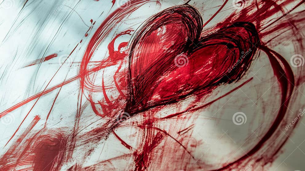 Bold Red and Black Abstract Expressionist Artwork Featuring Intertwined ...