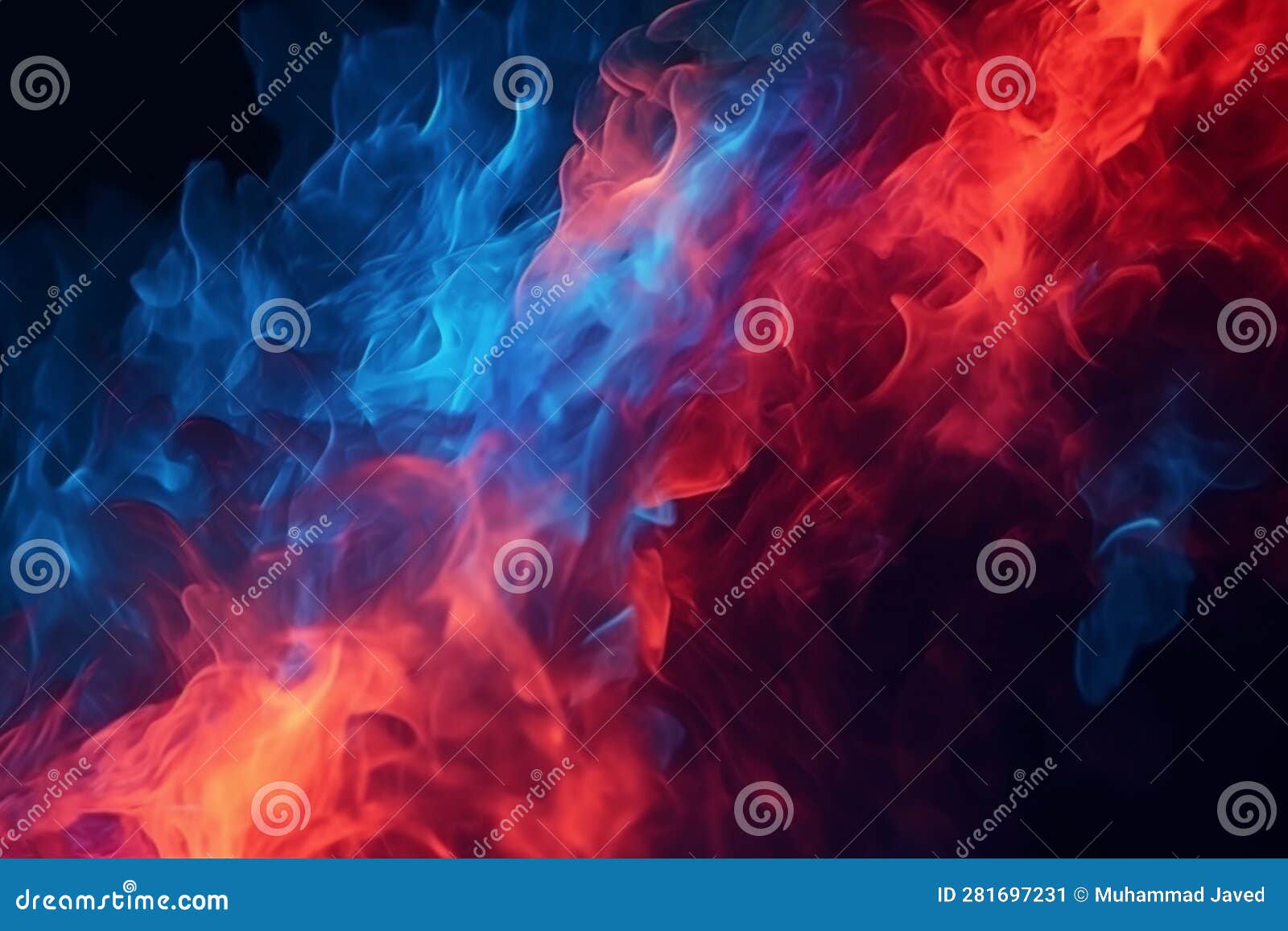 Bold Red and Blue Flames Ignite the Darkness of the Background. Stock ...