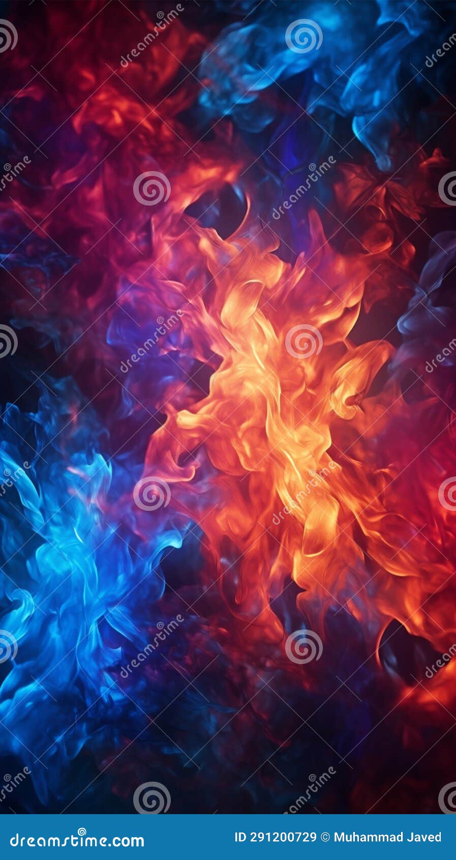 Bold Red and Blue Flames Ignite the Darkness of the Background Stock ...